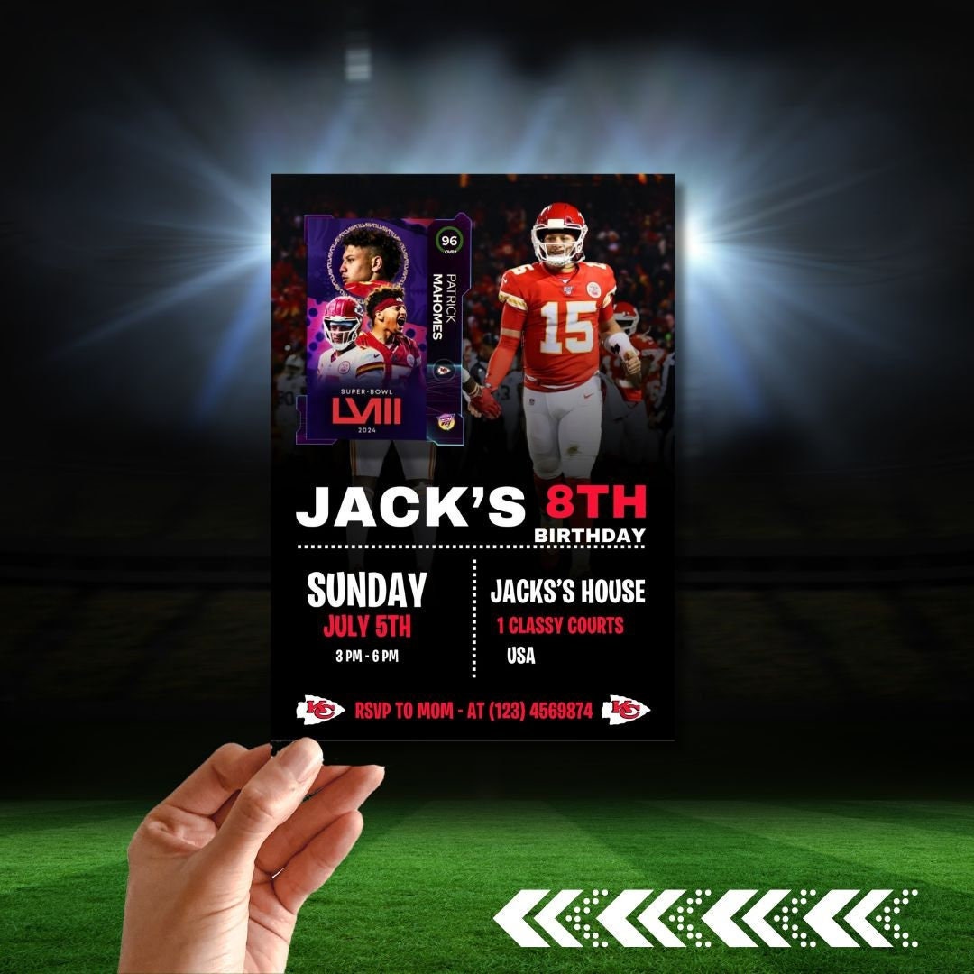 Patrick Mahomes Birthday Invite Kansas City Chiefs - Etsy