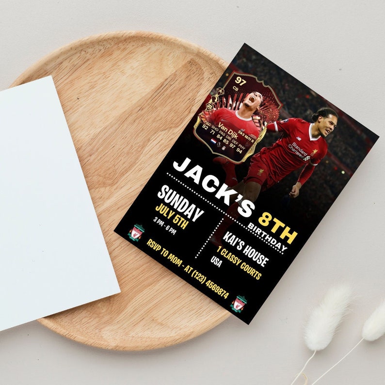 Van Dijk Birthday Invite Liverpool FC - Etsy