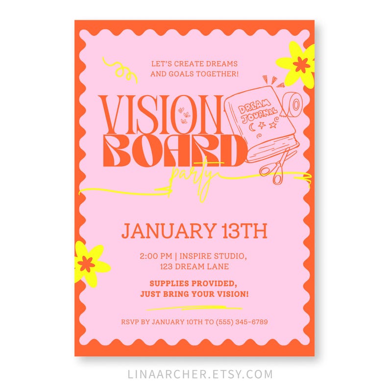 Vision Board Party Invitation - Manifestation Gathering - Girls Night ...