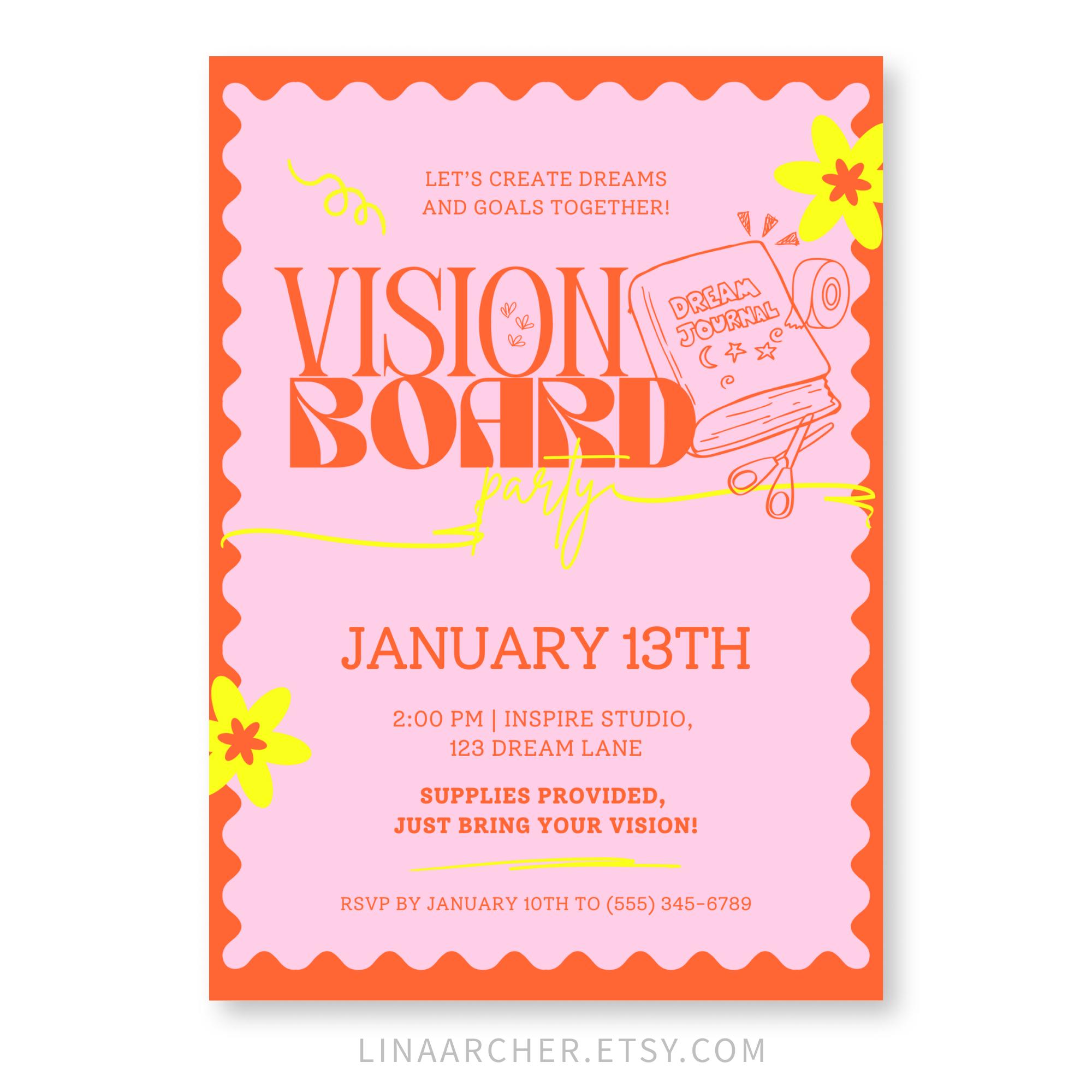Vision Board Party Invitation - Manifestation Gathering - Girls Night ...