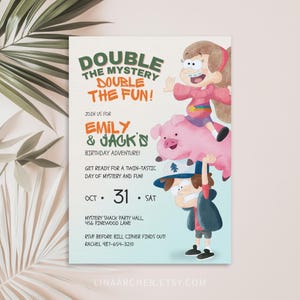 Gravity Falls Birthday Invitation - Double Birthday Invitation ...