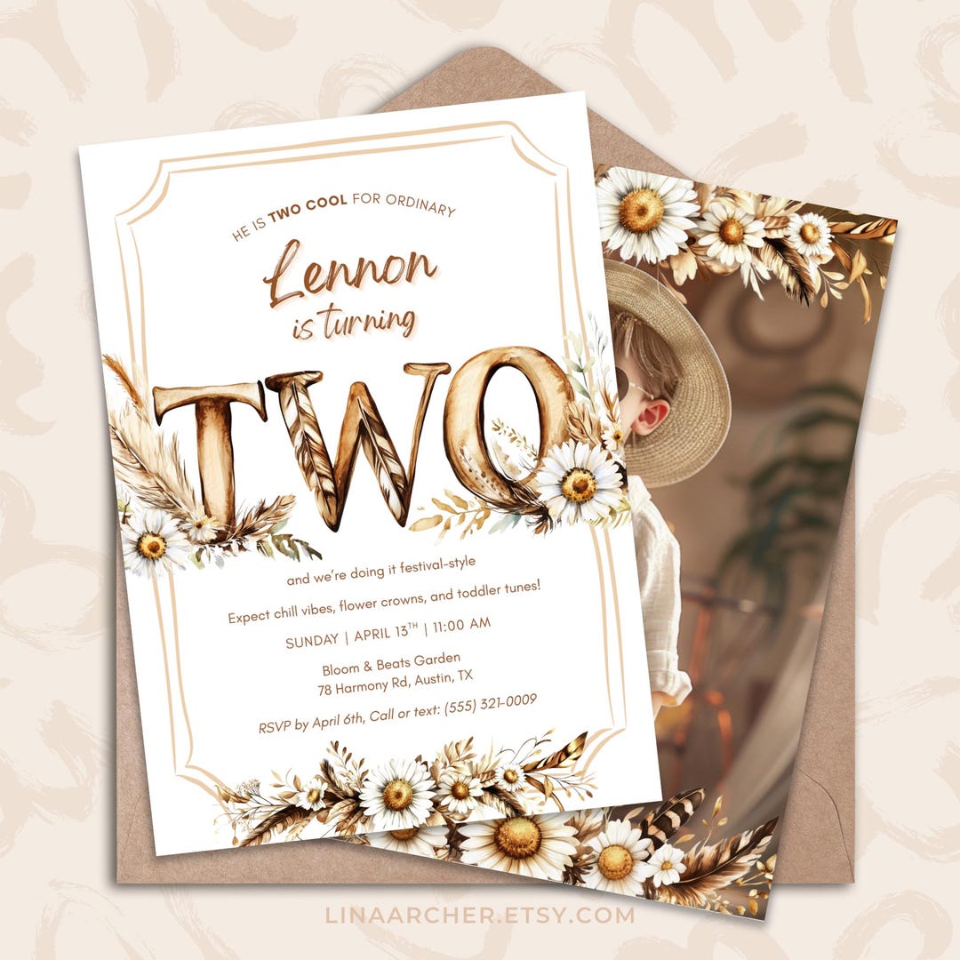 TWO Cool Birthday Invitation • Coachella Theme • Boho 2nd Birthday ...