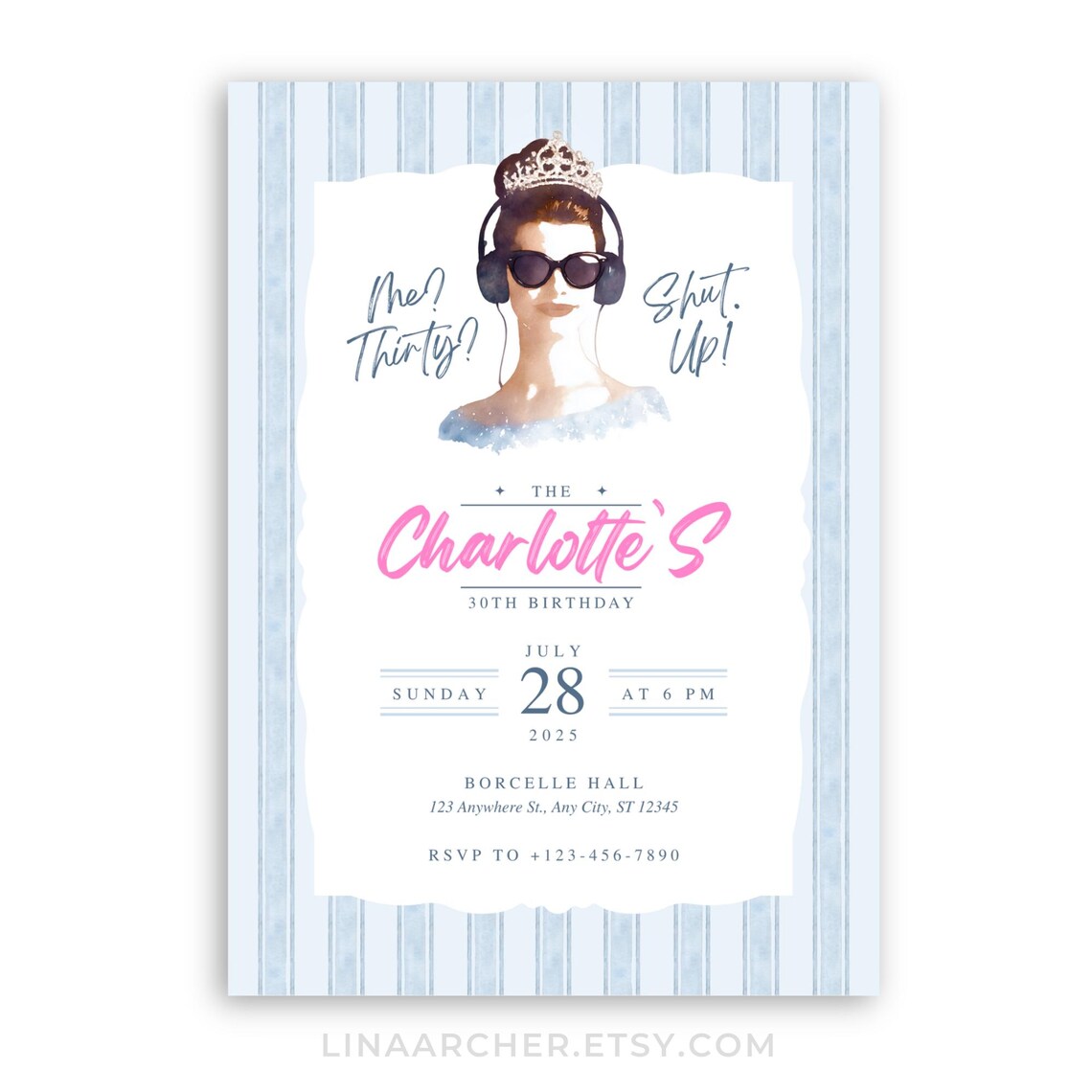 Princess Diaries Birthday Invitation: Editable Royal Party Template ...