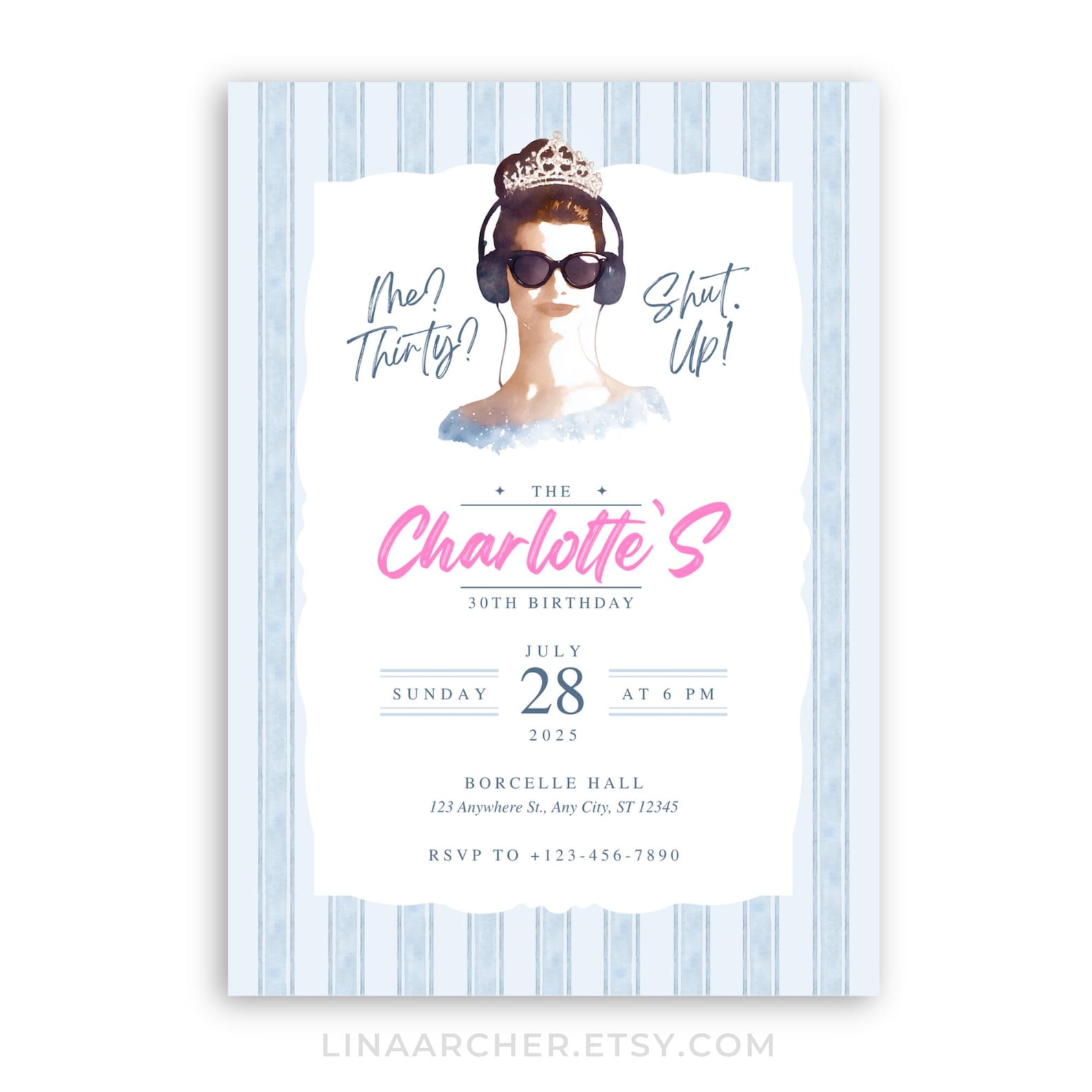 Princess Diaries Birthday Invitation: Editable Royal Party Template ...