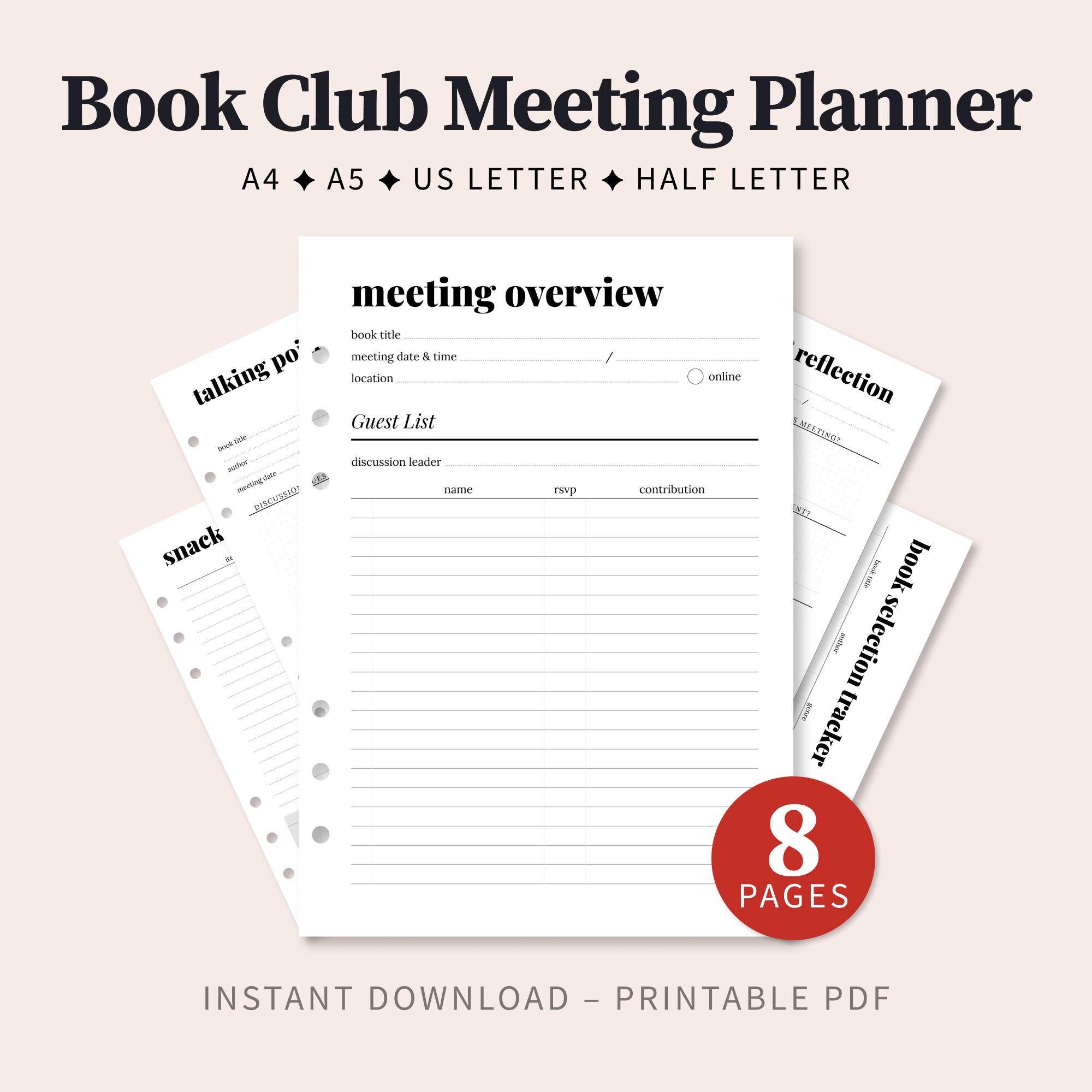 Book Club Printable Planner Template Printable PDF for Organized Book ...