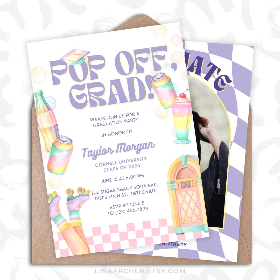 Graduation Invitation 2025 | Pop Off, Grad! | Editable Graduation ...
