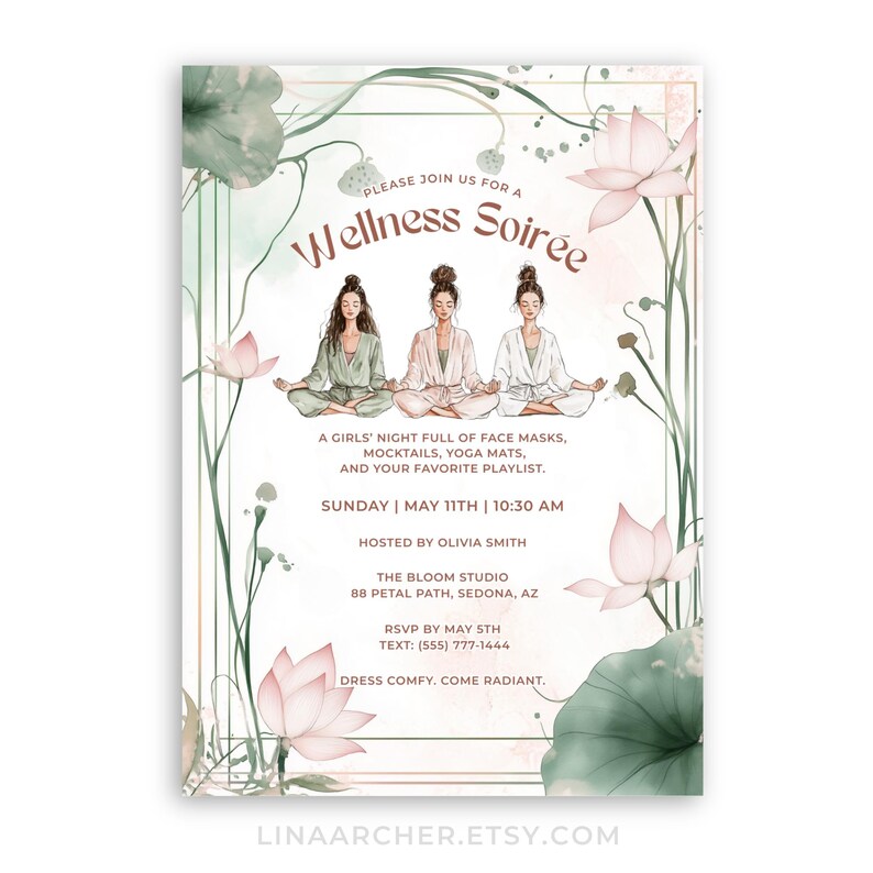 Girls Night Spa Party Invitation • Editable Canva Template • Wellness ...