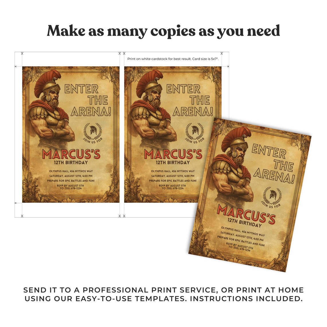 Gladiator Birthday Invitation: Ancient Rome Party, Editable Canva ...