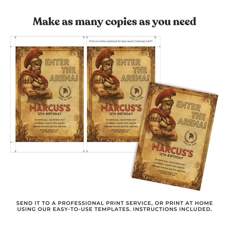 Gladiator Birthday Invitation: Ancient Rome Party, Editable Canva ...