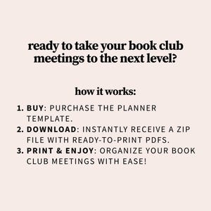 Book Club Meeting Printable Planner Template Printable PDF for ...