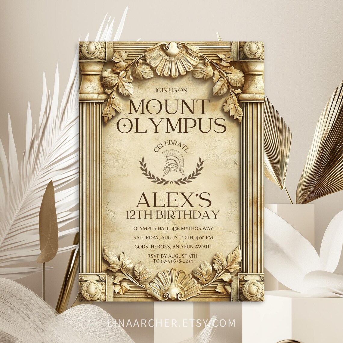 Greek Mythology Birthday Invite Editable Canva Template Printable ...
