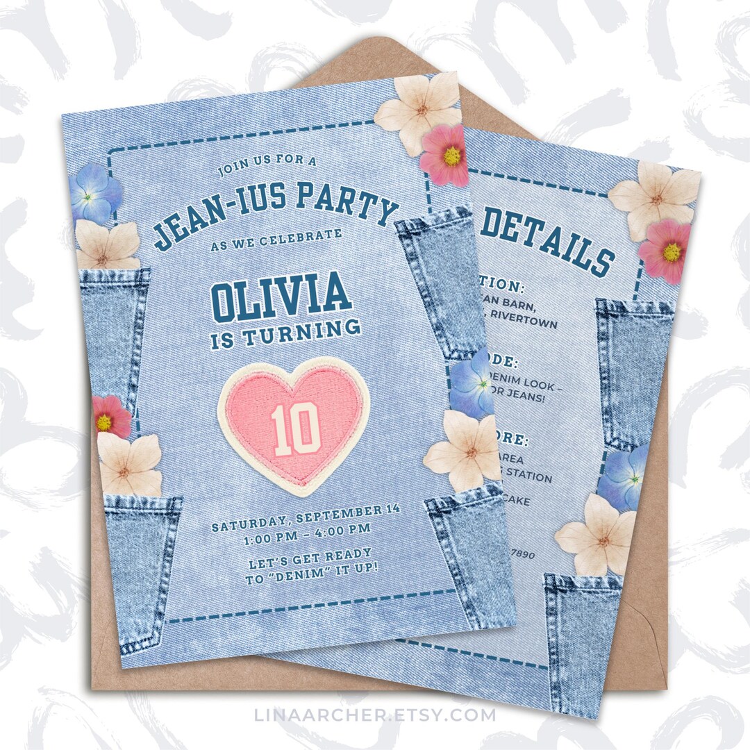 Denim Darling Birthday Invitation | Template for Birthday Celebration ...