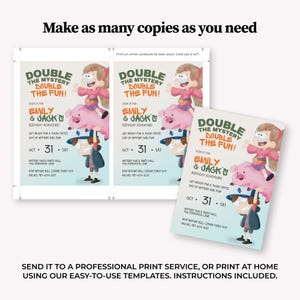 Gravity Falls Birthday Invitation - Double Birthday Invitation ...