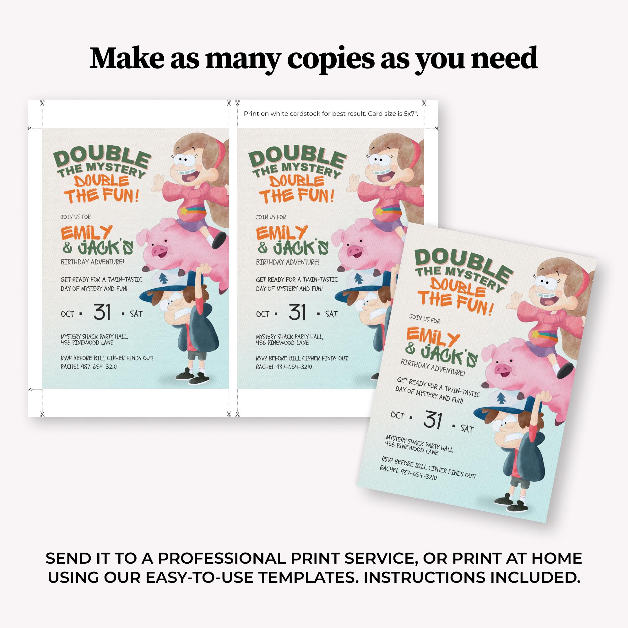 Gravity Falls Birthday Invitation - Double Birthday Invitation ...