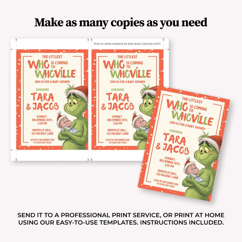 Grinch Baby Shower Invite - Whoville Baby Shower Invitation - Christmas ...