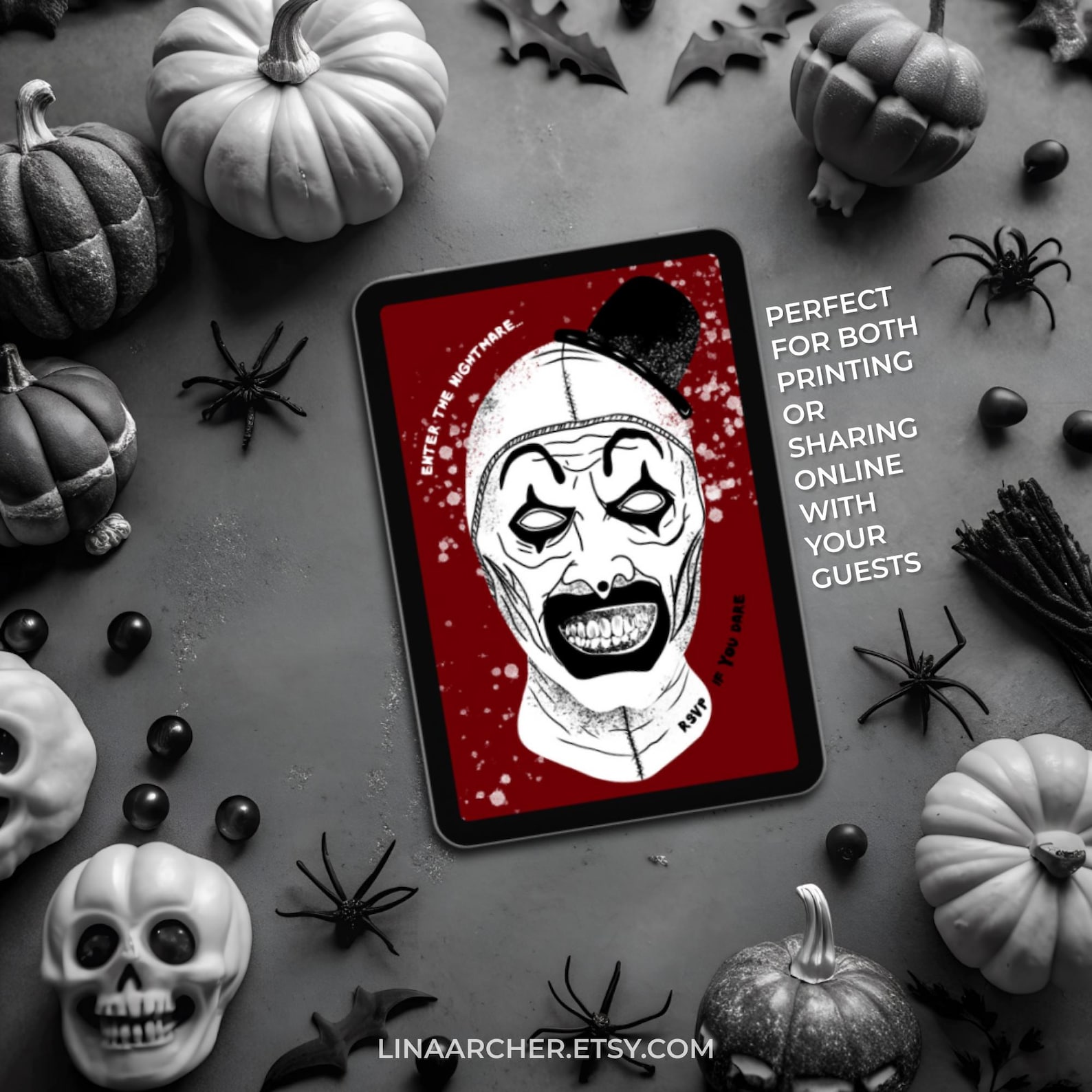 Terrifier Art the Clown Halloween Party Invite – Horror Movie Night ...
