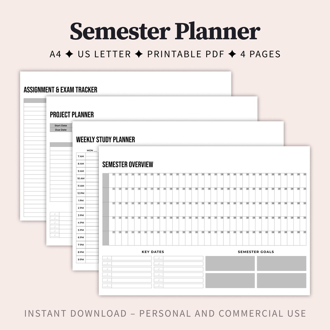 Printable Student Planner Kit Semester Planner, Weekly Study Planner ...