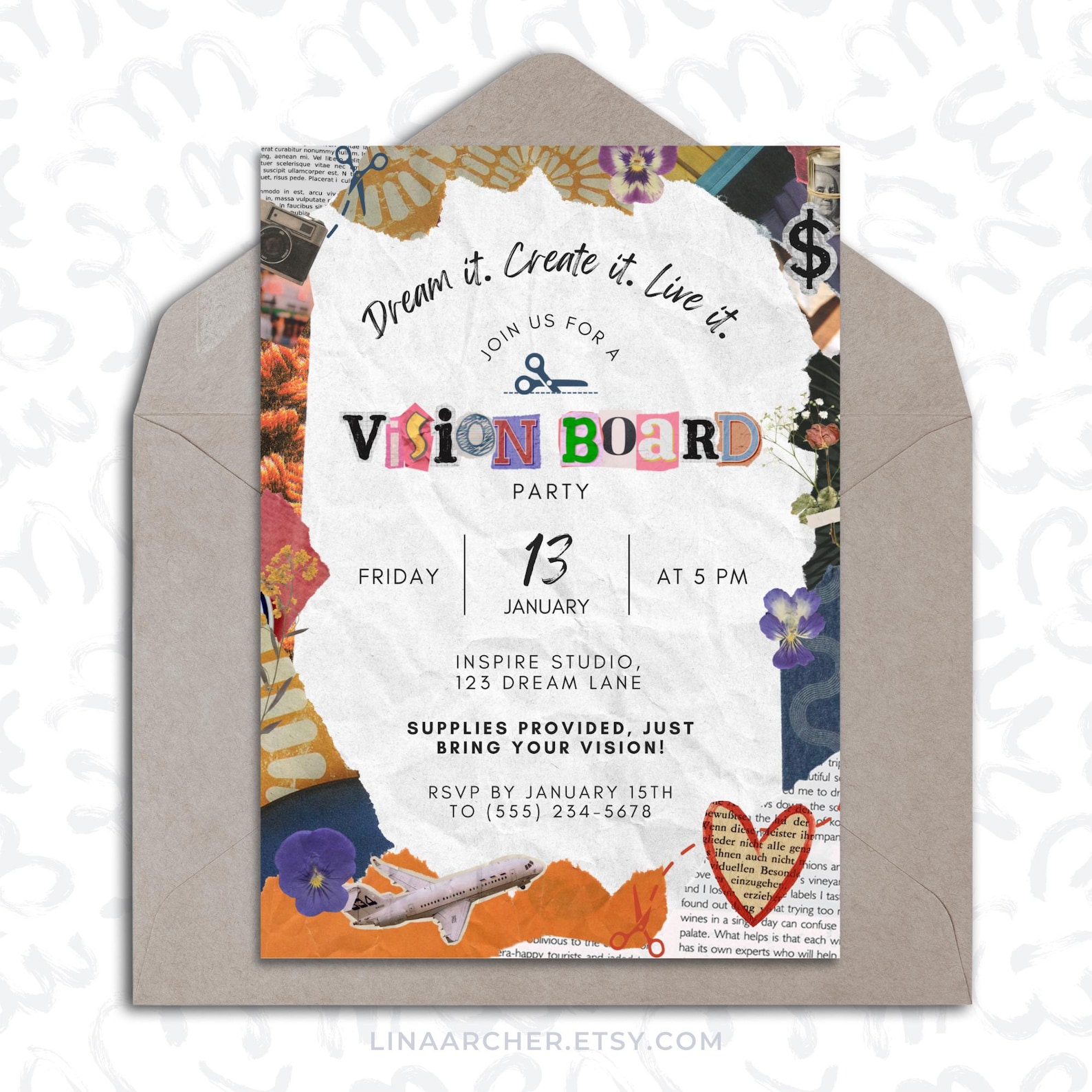 Vision Board Party Invitation | Manifestation Gathering | Girls Night ...