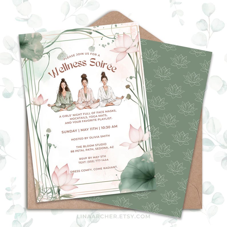 Girls Night Spa Party Invitation • Editable Canva Template • Wellness ...