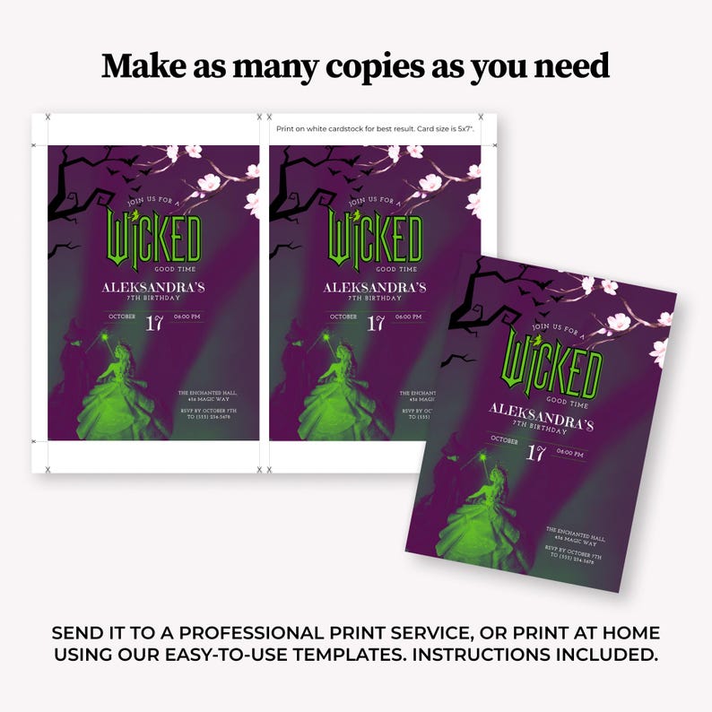 Wicked Birthday Invitation, Wicked Movie Party, Wicked Invitation, Oz ...