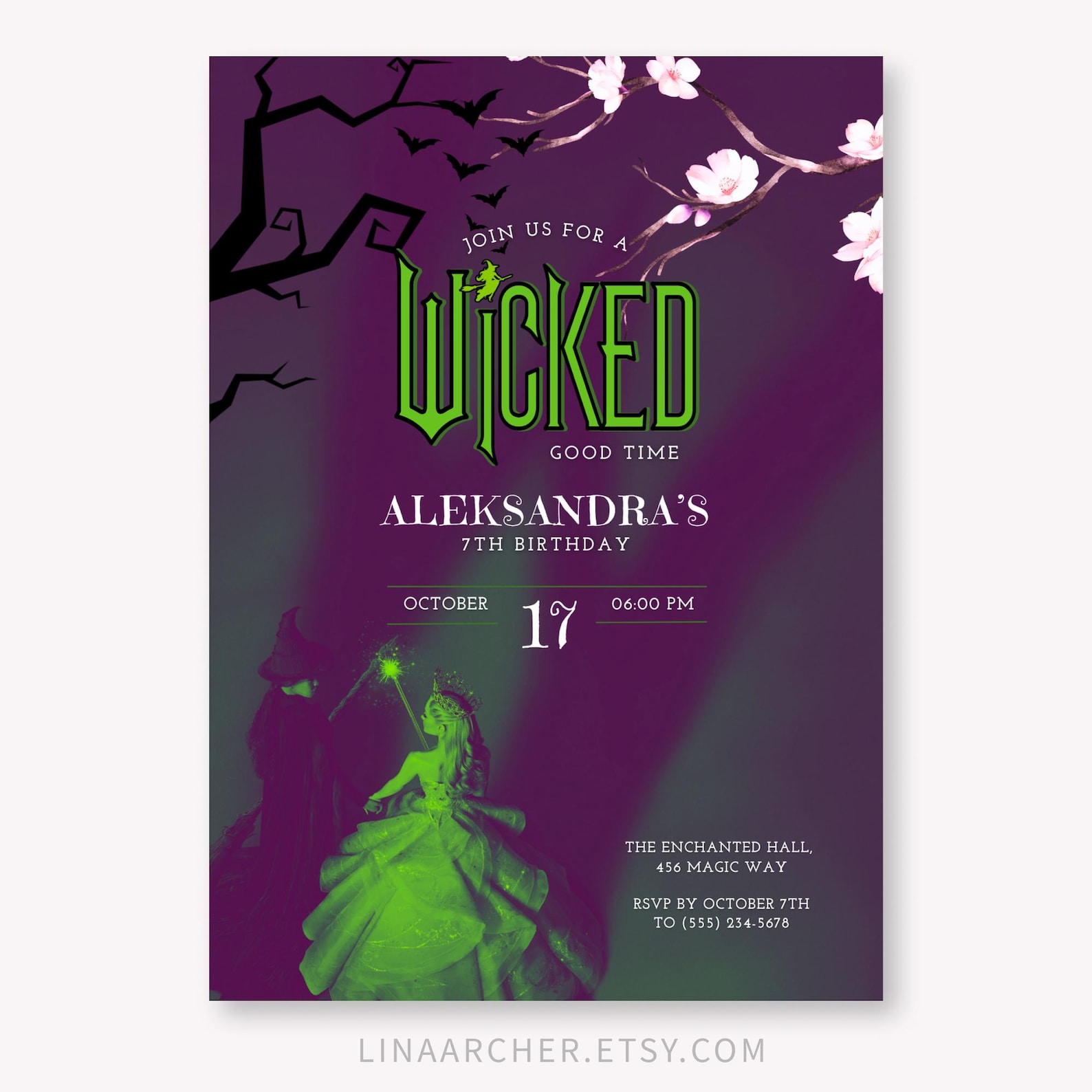 Wicked Birthday Invitation, Wicked Movie Party, Wicked Invitation, Oz ...