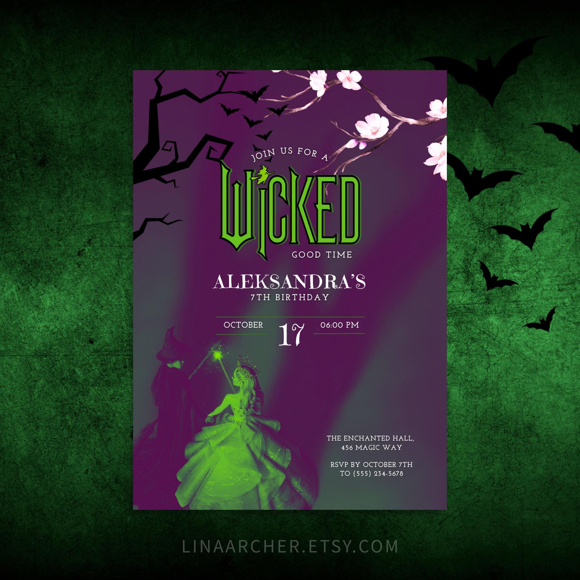 Wicked Birthday Invitation, Wicked Movie Party, Wicked Invitation, Oz ...