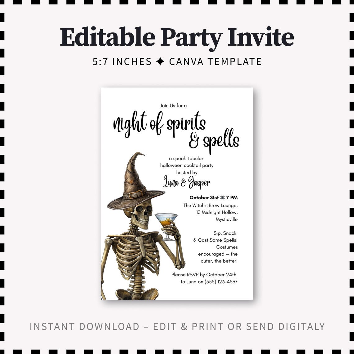 Minimalist Cocktail Party Invite – Editable Canva Template - Etsy