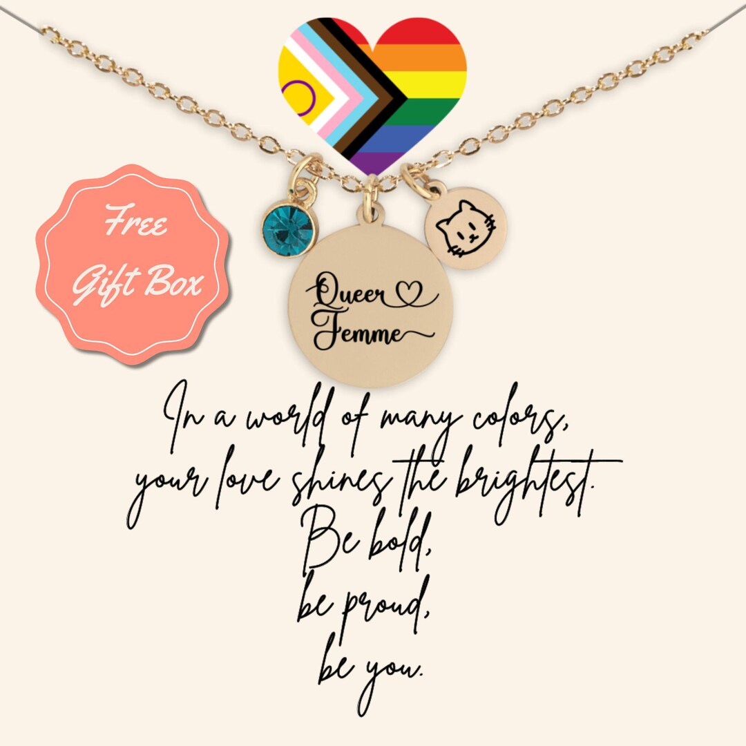 Queer Pride Symbol Necklace LGBTQ Jewelry Gender Fluid Custom ...