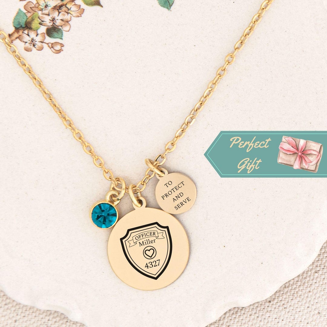 Custom Police Badge Necklace Police Officer Gift Necklace Womens Police ...
