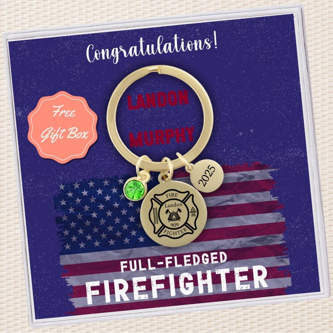 Custom Firefighter Graduation Gift Keychain for New Firefighter Custom ...