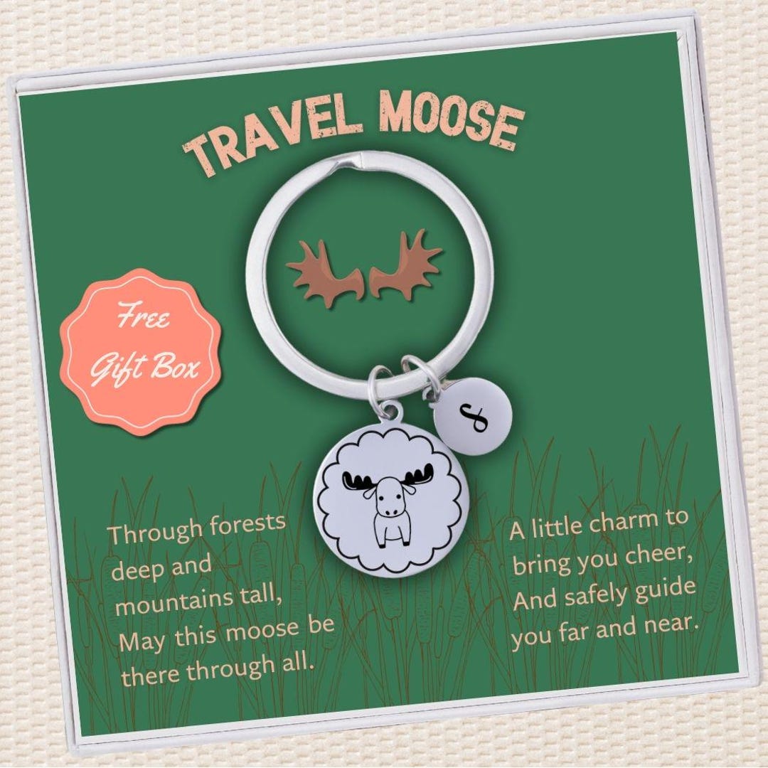 Moose Keychain Personalized Gift Cute Animal Keychain Moose Themed Gift ...