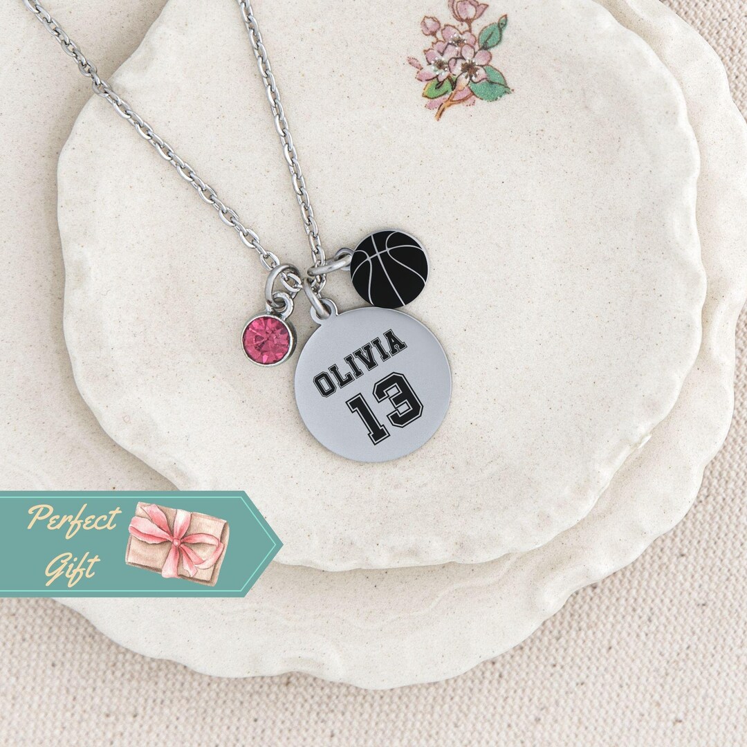 Personalized Basketball Necklace Charm With Basketball Team Gift ...