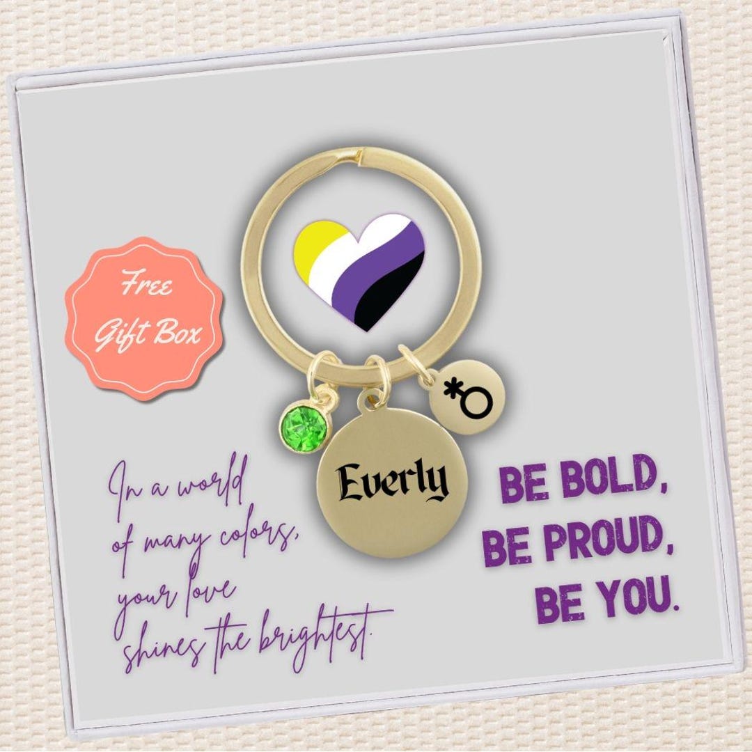 Custom Nonbinary Pride Keychain Gift Non Binary Coming Out Gift ...