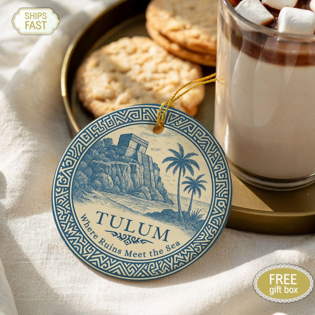 Tulum Ornament – Azulejo Blue Tile Travel Keepsake Gift O129 - Etsy