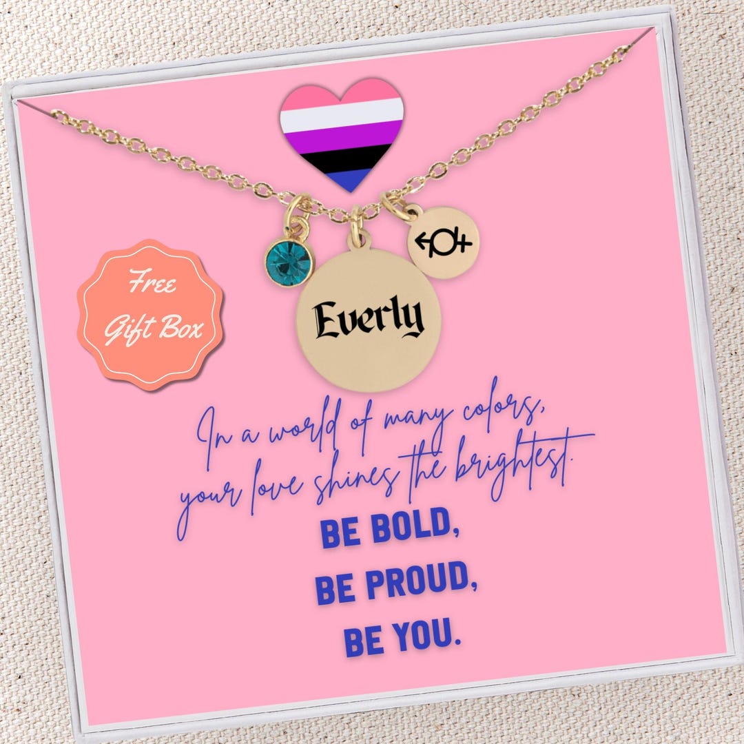 Custom Genderfluid Pride Jewelry Necklace Gender Symbol Genderfluid Coming Out Gift Personalized ...