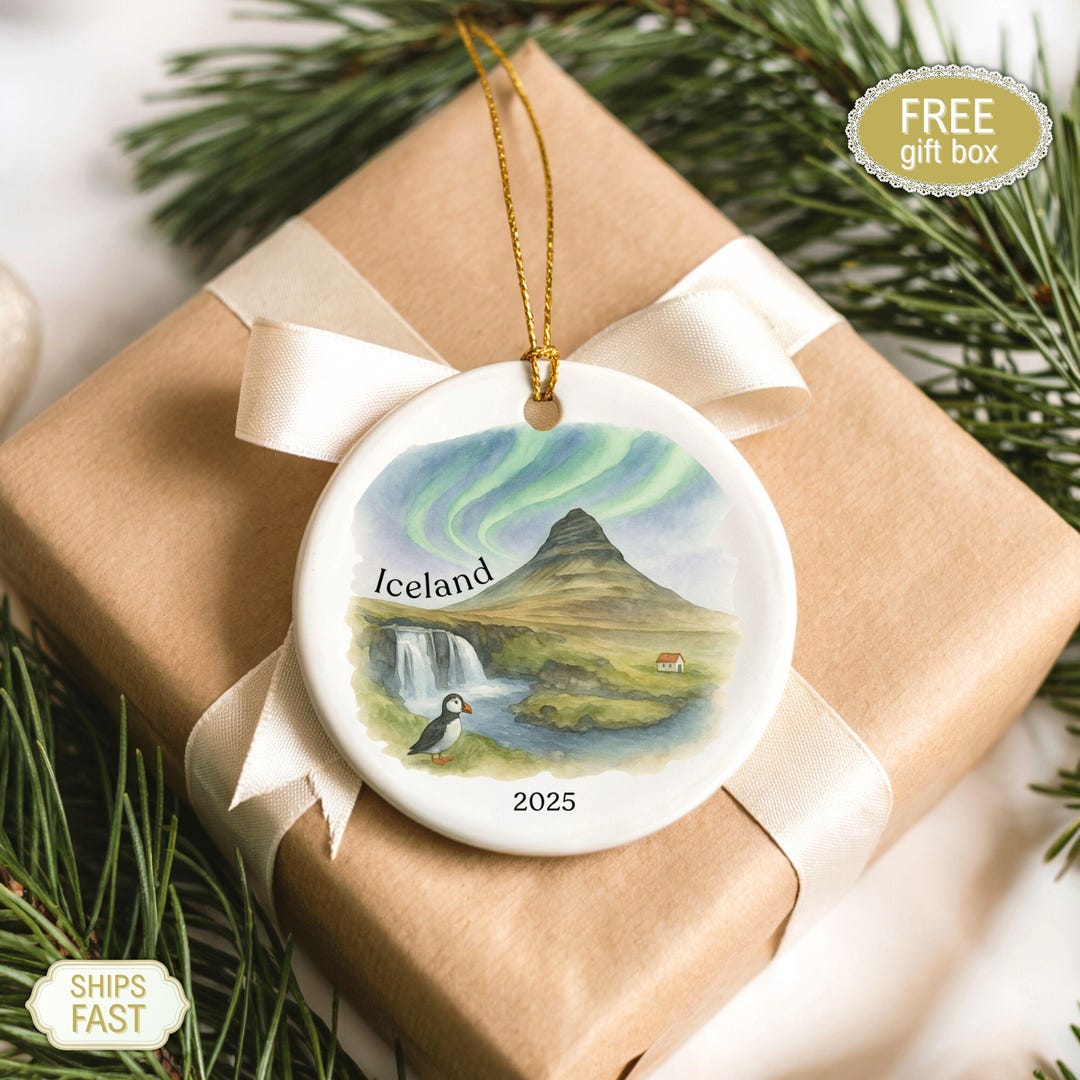 Iceland Ornament • Travel Souvenir From Iceland • Ceramic Christmas ...
