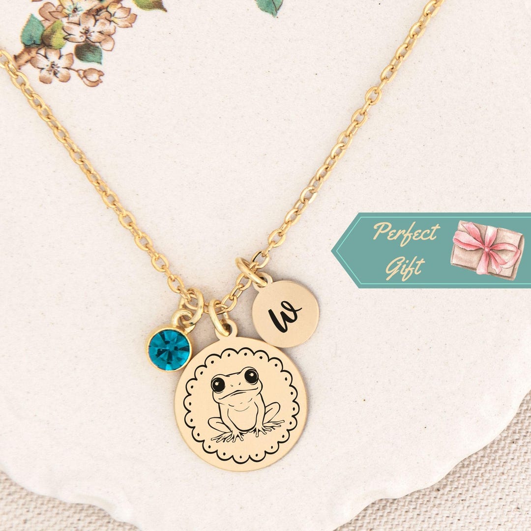 Personalized Frog Necklace Gift for Frog Lover Custom Birthstone ...