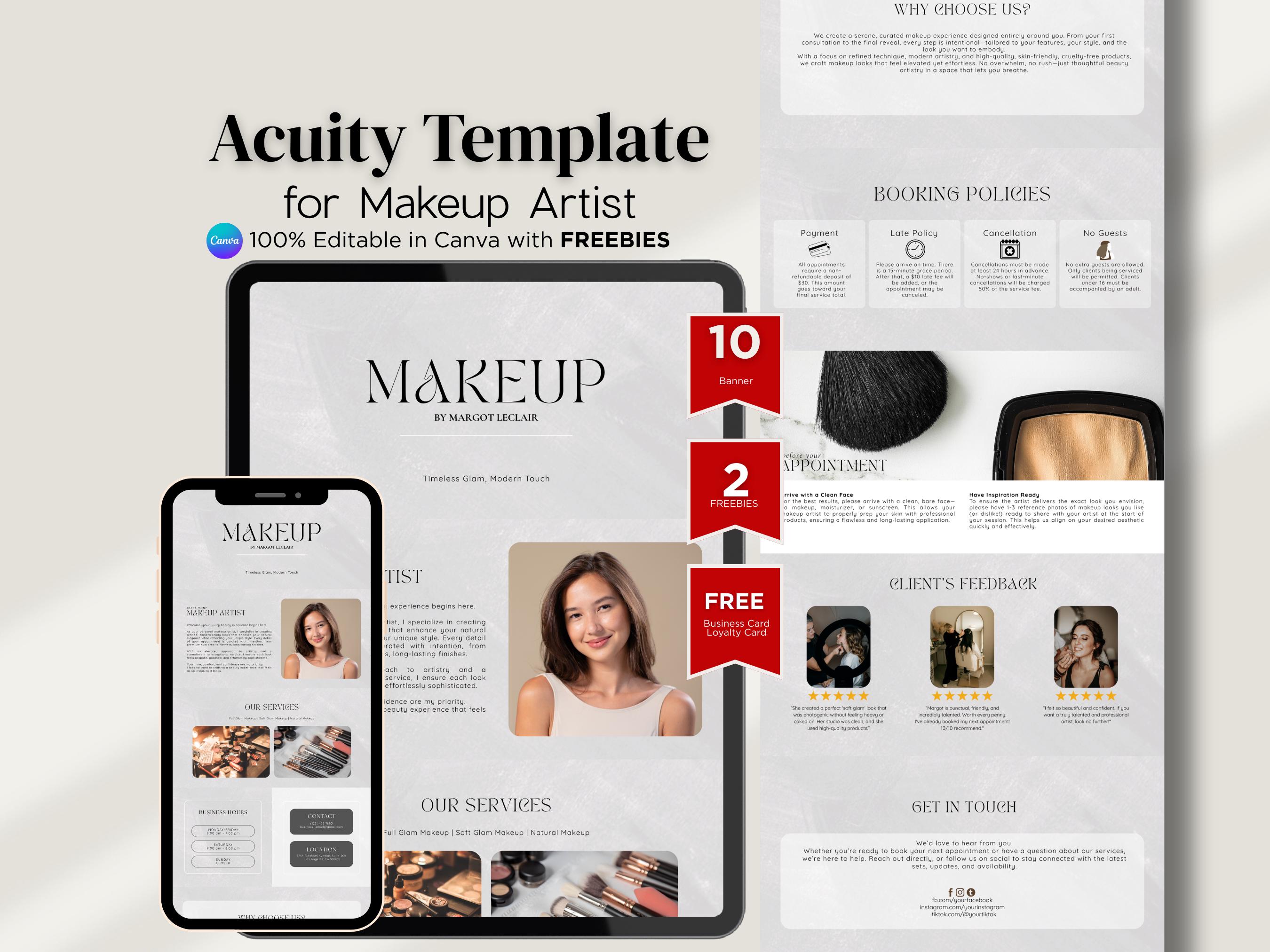 Acuity Scheduling Template Makeup Booking Site Minimalist Makeup ...