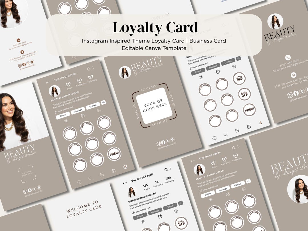 Instagram Loyalty Card Template Hair Stylist VIP Loyalty Card Templates ...