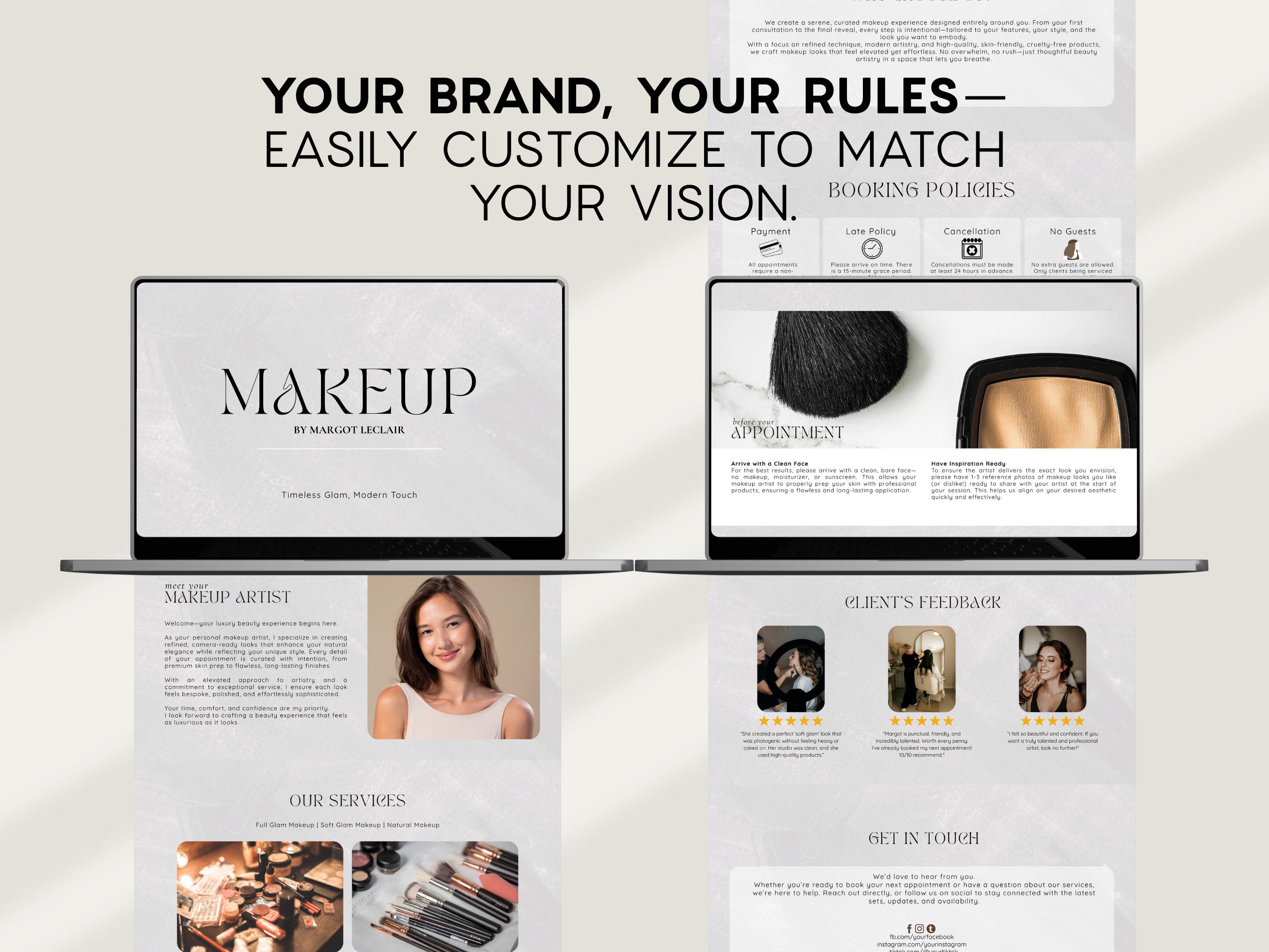 Acuity Scheduling Template Makeup Booking Site Minimalist Makeup ...