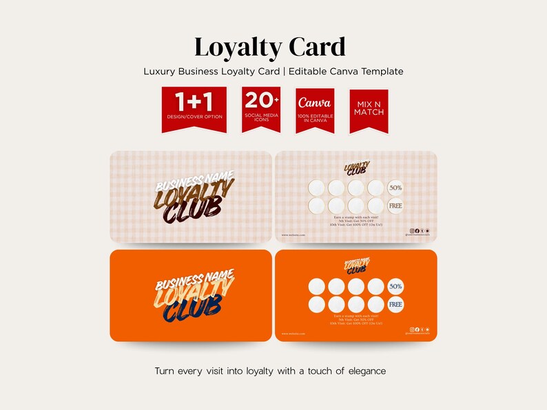 Retro Loyalty Card Template Hair Stylist VIP Loyalty Card Templates ...