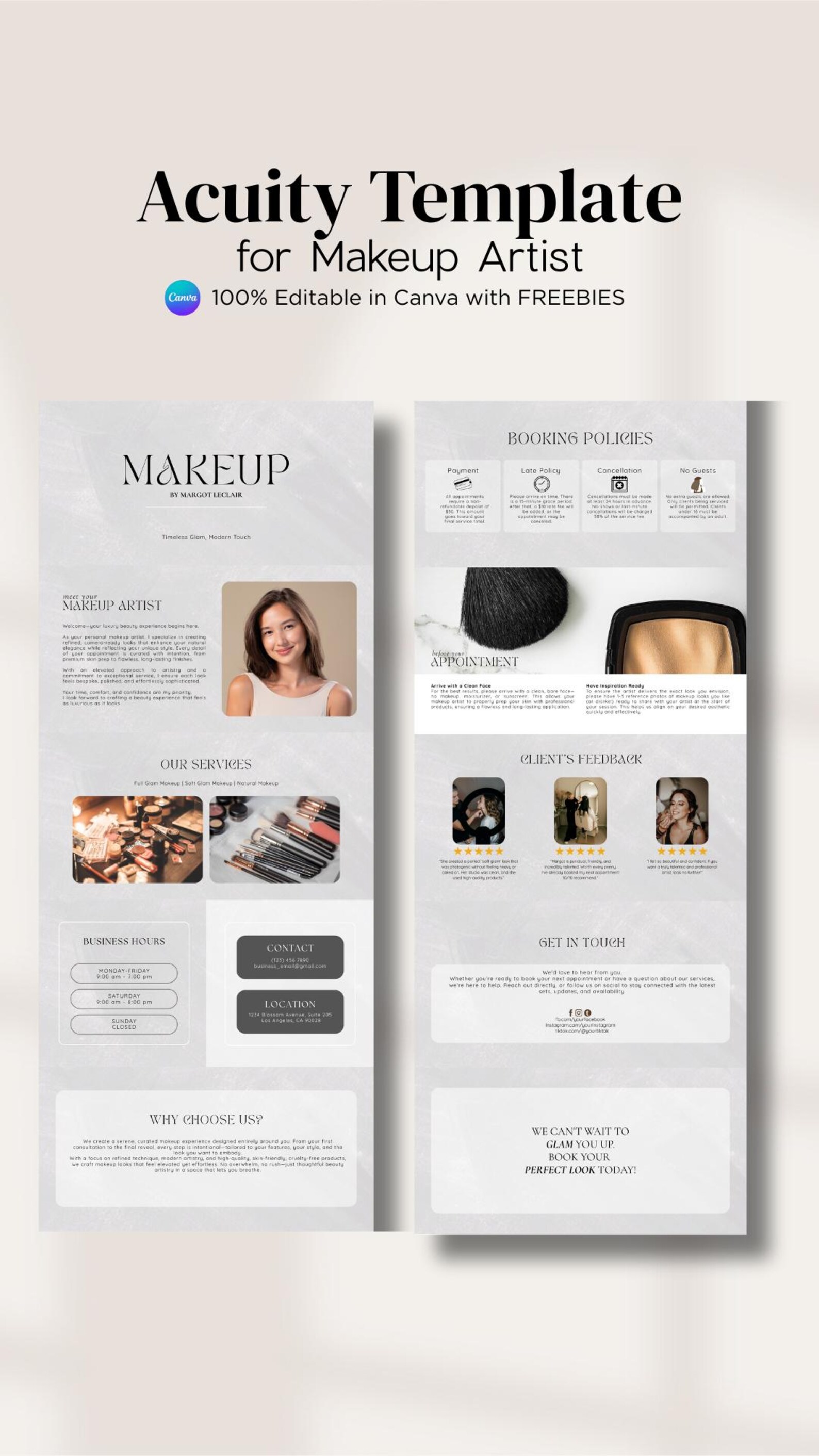 Acuity Scheduling Template Makeup Booking Site Minimalist Makeup ...