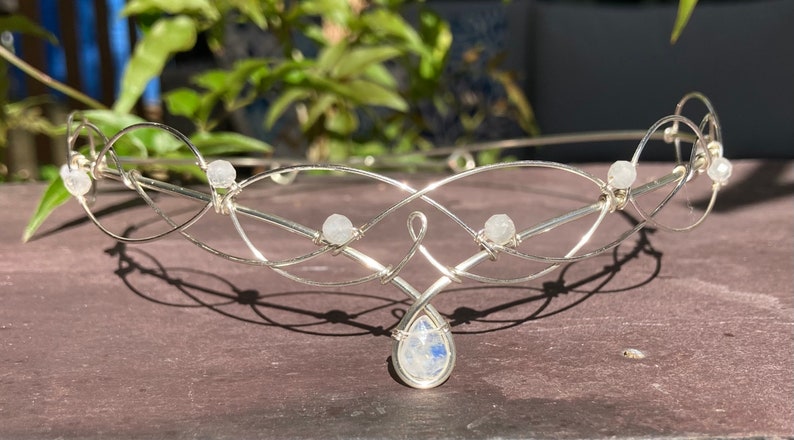 Rainbow Moonstone Tiara Circlet Celtic Headpiece Medieval - Etsy