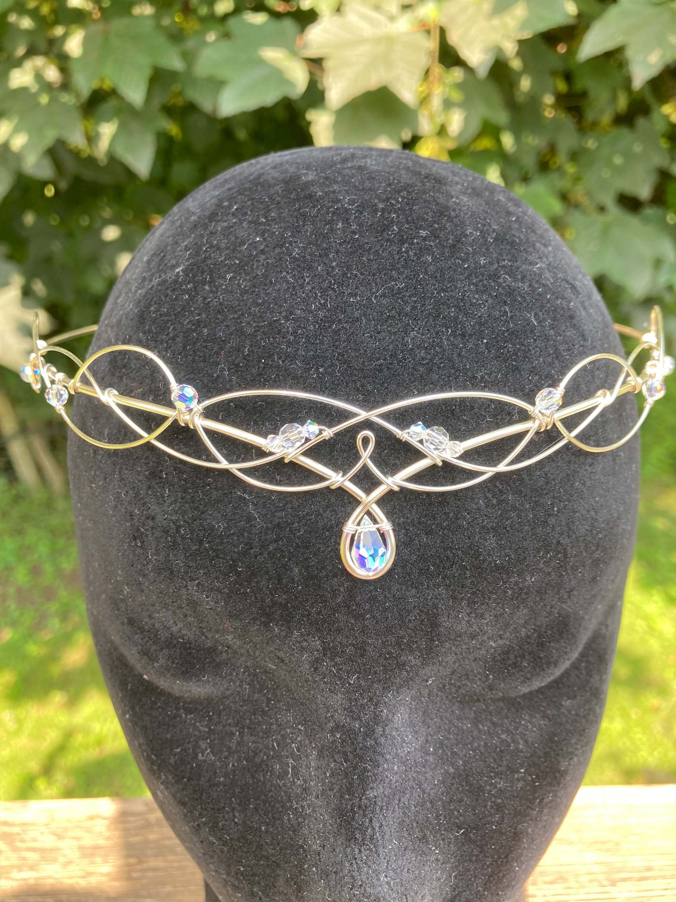 Silver Tiara Bridal Circlet Crystal Celtic Headpiece Medieval | Etsy