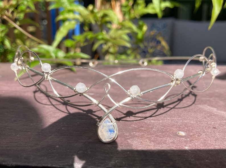 Rainbow Moonstone Tiara Circlet Celtic Headpiece Medieval - Etsy