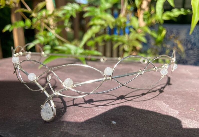 Rainbow Moonstone Tiara Circlet Celtic Headpiece Medieval - Etsy