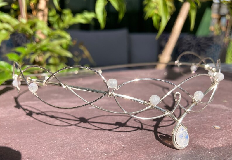 Rainbow Moonstone Tiara Circlet Celtic Headpiece Medieval - Etsy