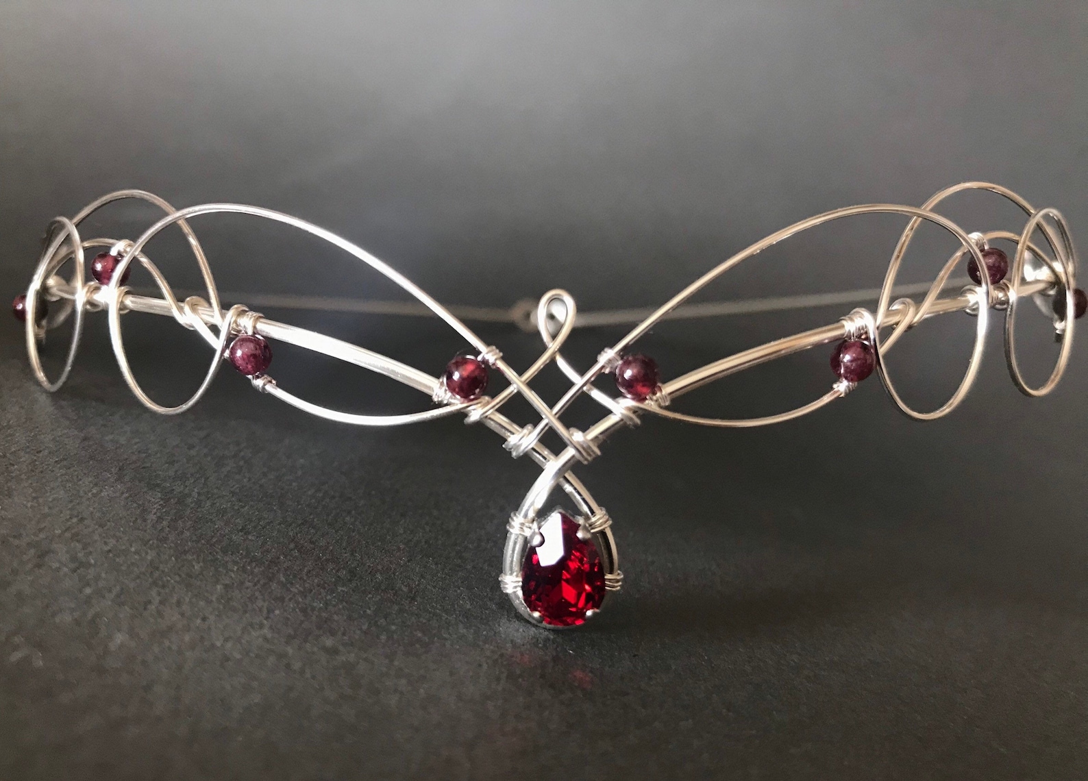 Tiara Circlet Garnet and Red Crystal Medieval Crown | Etsy