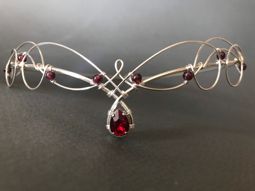 Tiara Circlet Garnet and Red Crystal Medieval Crown Renaissance ...
