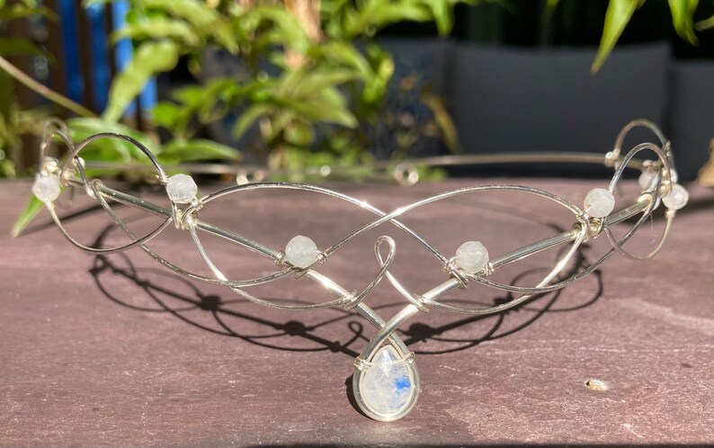 Rainbow Moonstone Tiara Circlet Celtic Headpiece Medieval - Etsy